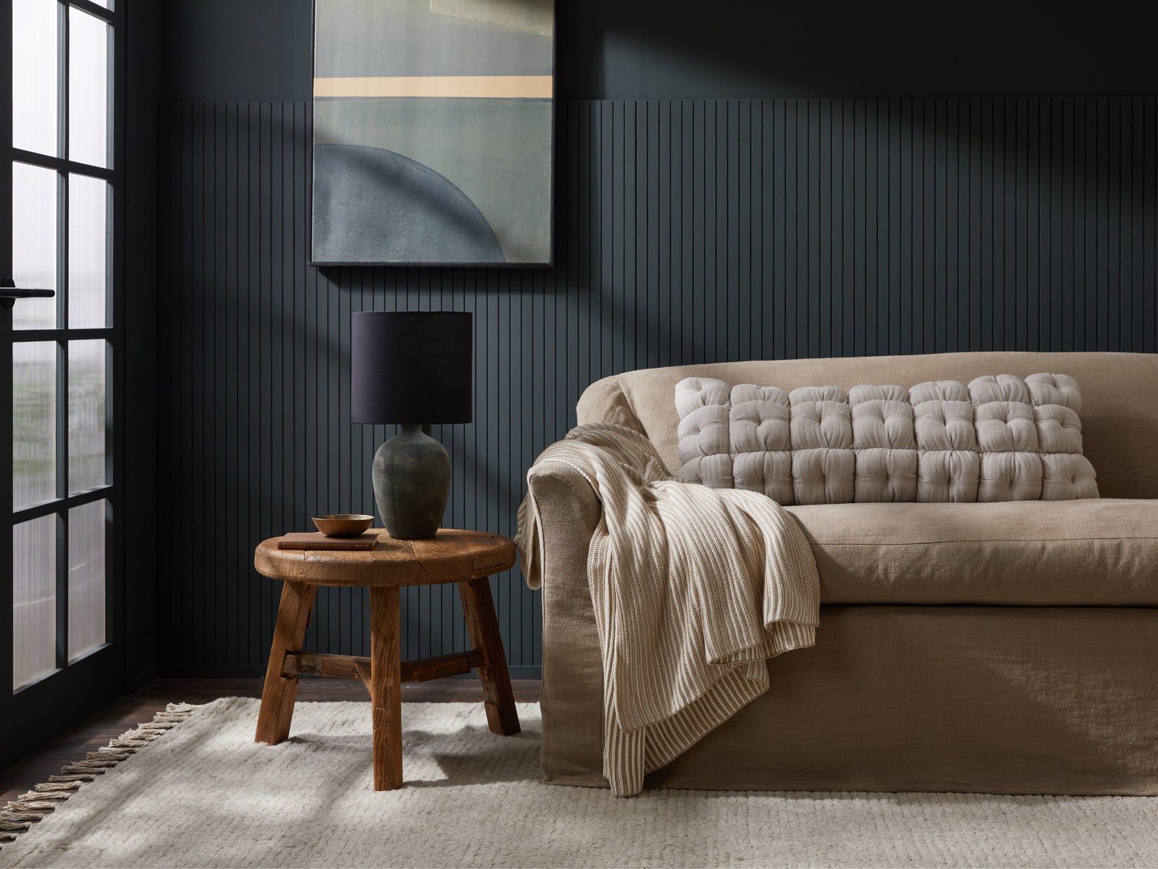 Organic Two Tone Rib Knit Throw (Cream and Flax) – Parachute Home