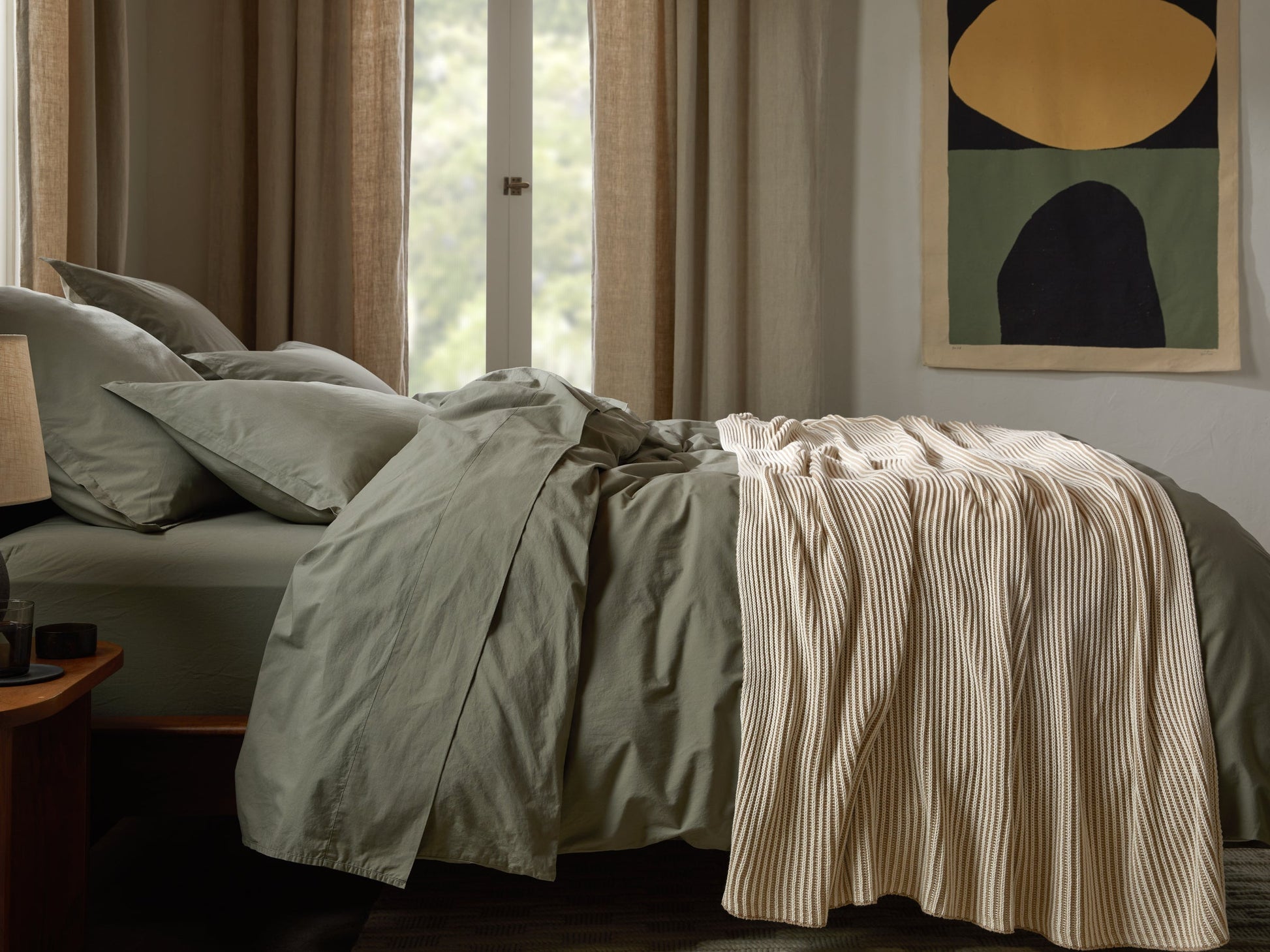 Organic Two Tone Rib Knit Throw (Cream and Flax) – Parachute Home