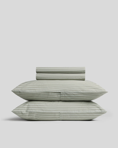 Percale Sheet Set - Moss Stripe F/Q – Parachute Home
